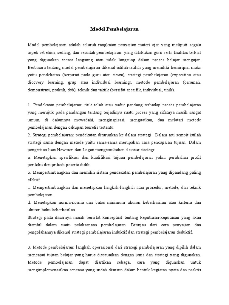 Materi Model Pembelajaran | PDF
