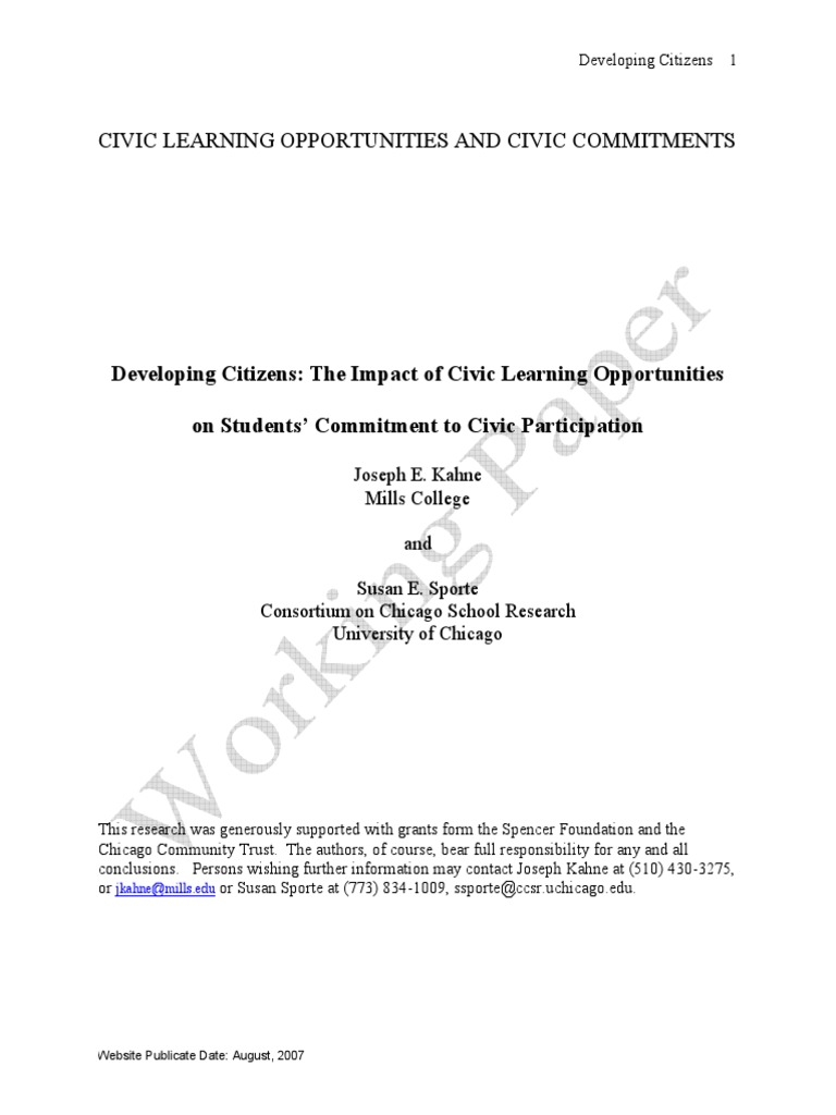 Civic Learning Opportunities and Civic Commitments | PDF | Civic ...