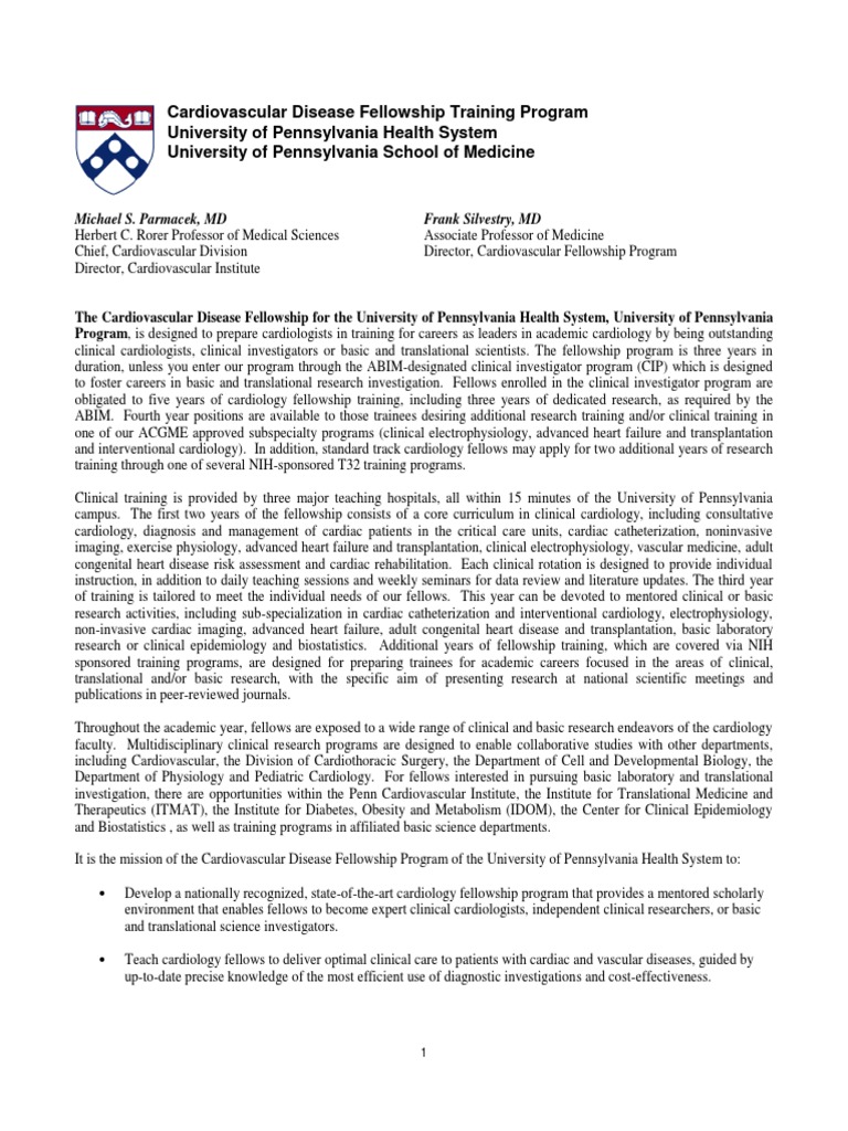 CV Fellowship Brochure 2013 | PDF | Cardiology | Echocardiography