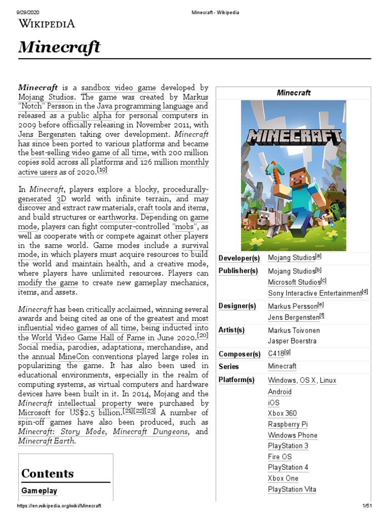 Minecraft: Minecraft Minecraft Is A Sandbox Video Game Developed by ...