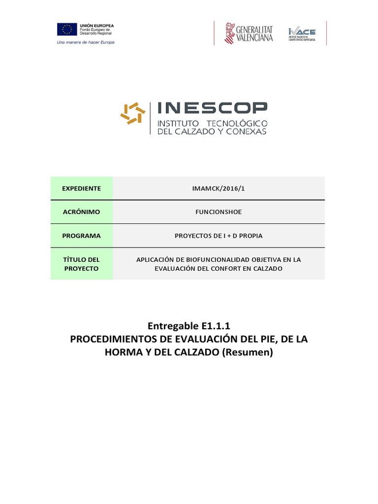 E1.1.1 Procedimientos de Evaluacion Del Pie, de La Horma y Del Calzado ...