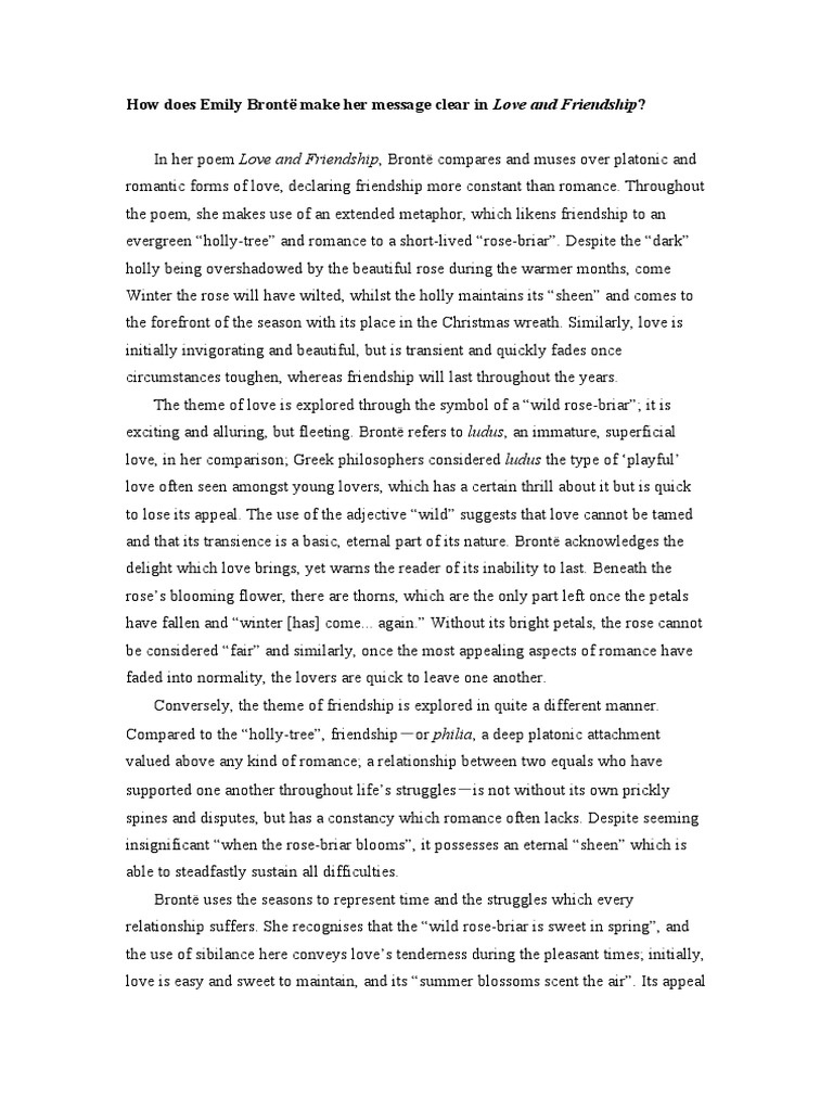 How Does Emily Brontë Make Her Message Clear in "Love and Friendship ...