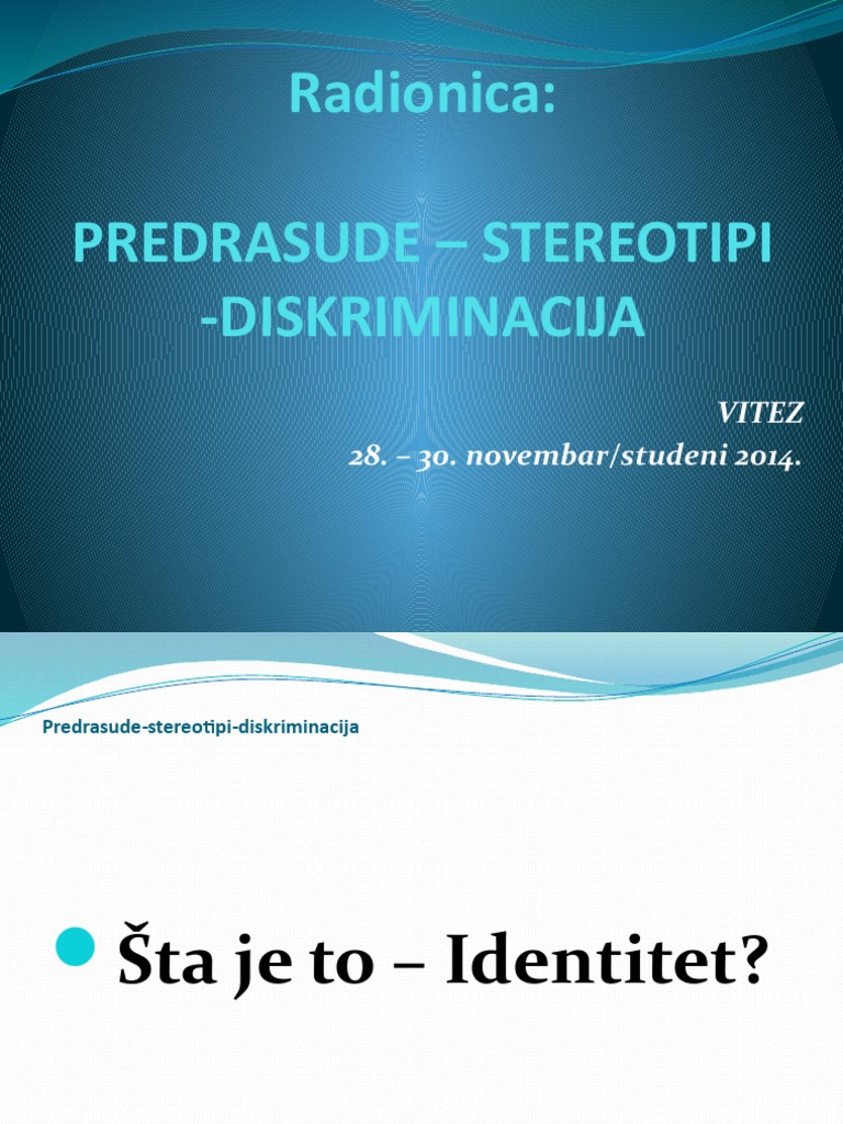 Prezentacija 1 Identitet-Stereotipi-Predrasude | PDF