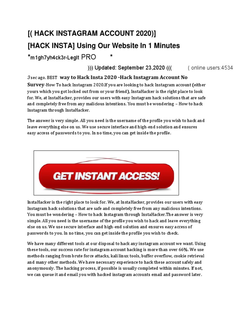 Hack Instagram Accounts Easily 2020 | PDF | User (Computing) | Password