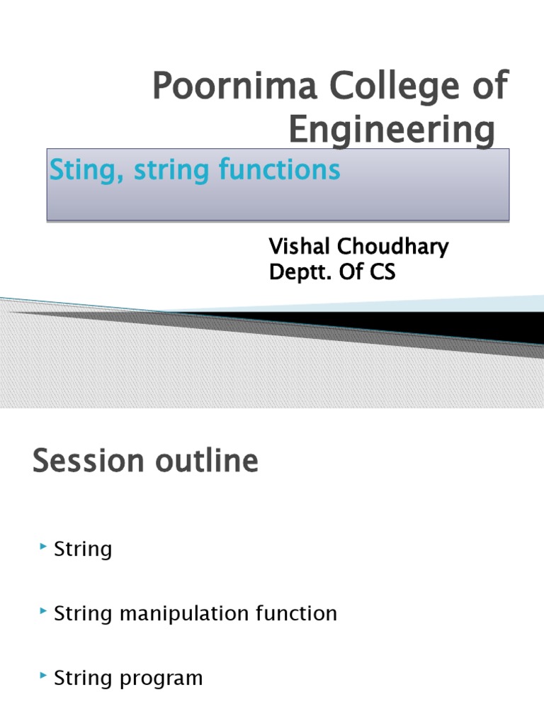 Poornima College Of Engineering Sting String Functions Pdf String Computer Science