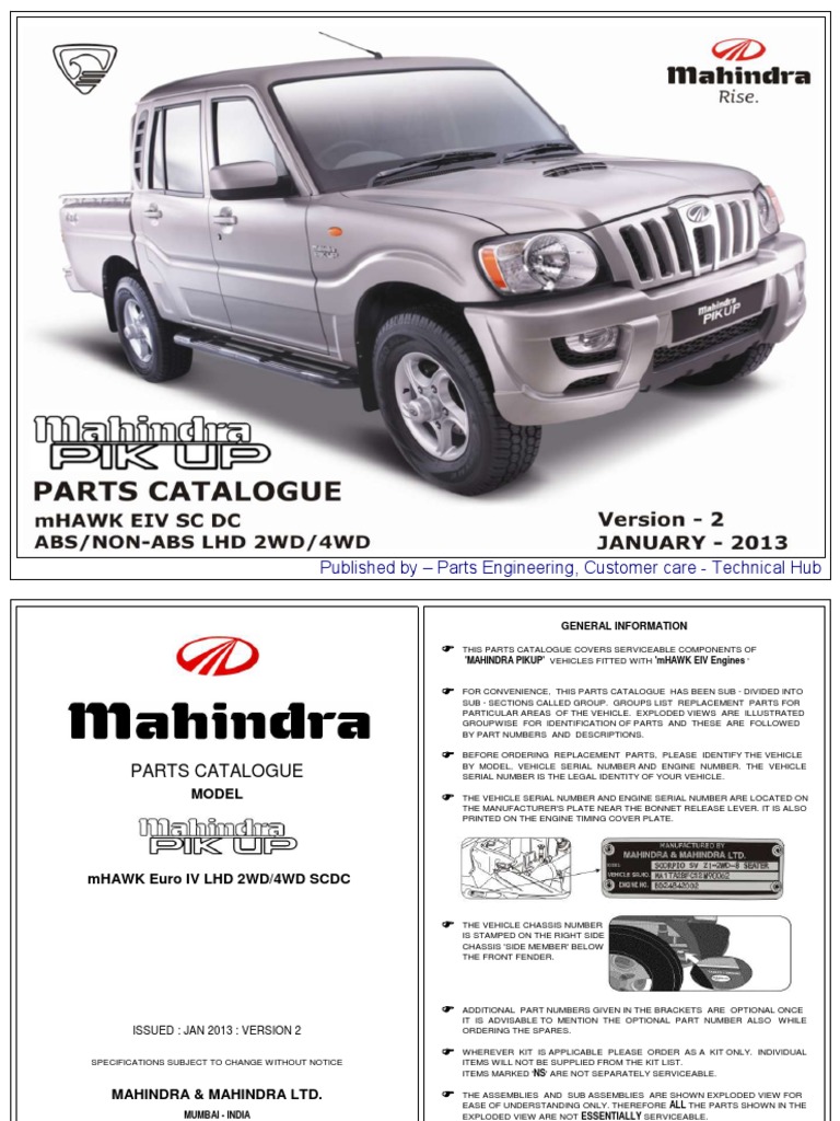 Mahindra Pik-Up (SC DC) LHD Abs Non-Abs Mhawk Eiv 2WD 4WD - Ver 2-Jan ...