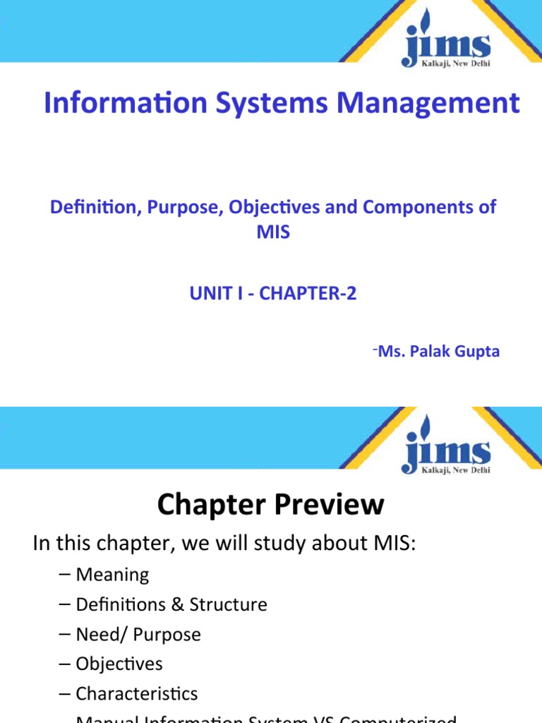 Information Systems Management: Definition, Purpose, Objectives and ...