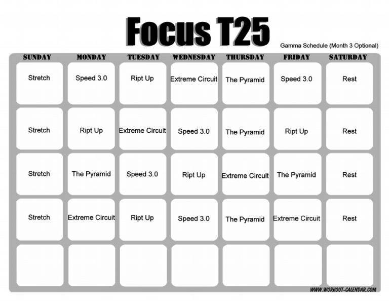 T25 Workout Calendar Month 3 PDF | PDF