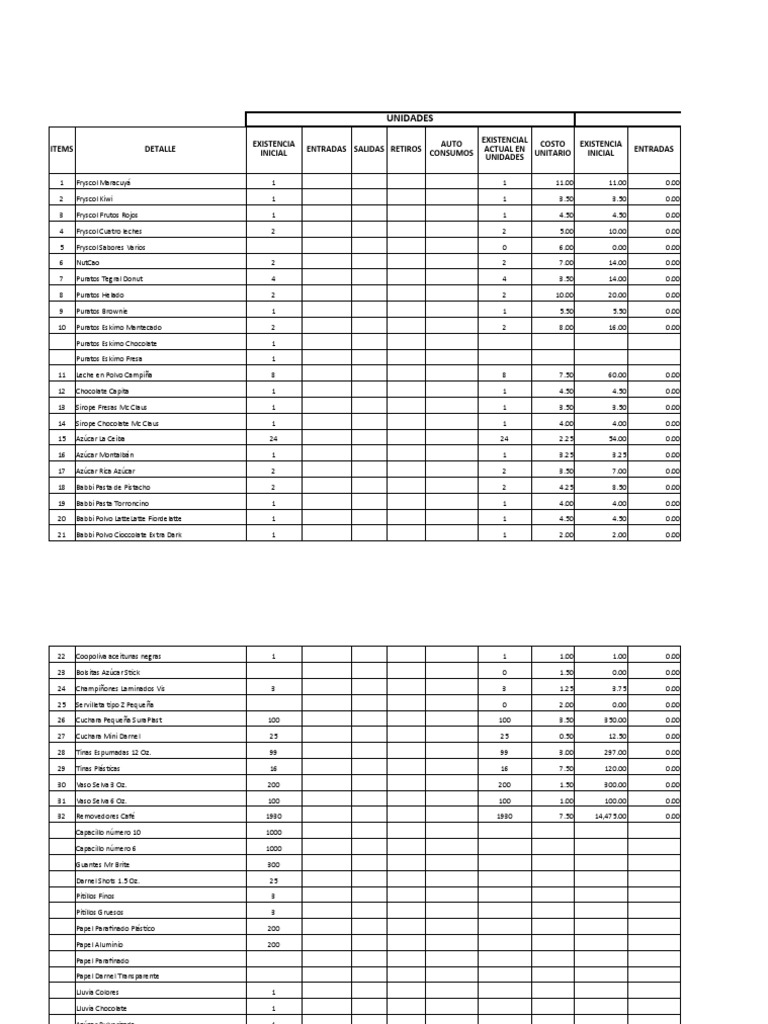 Formato de Inventario | PDF | Industria de alimentos | Comida y bebida
