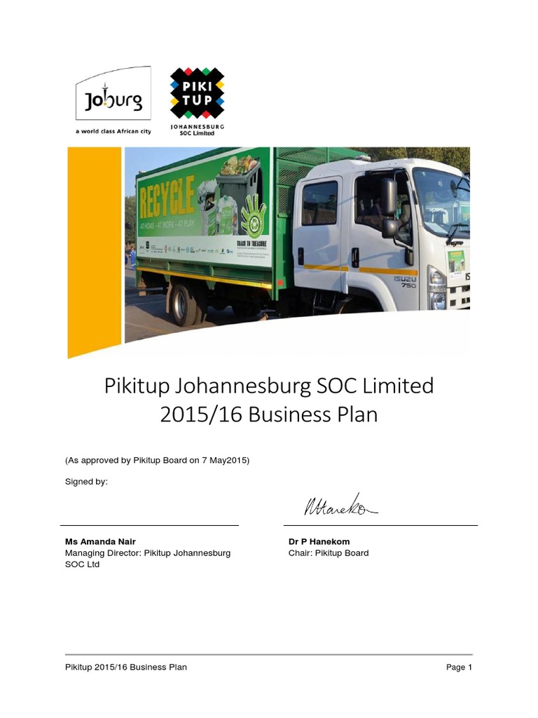 Pikitup Business Plan 2015 16 PDF | PDF | Waste Management | Sustainability