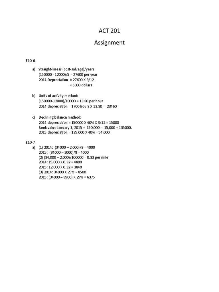 ACT 201 Assignment | PDF | Finance & Money Management | Technology & Engineering