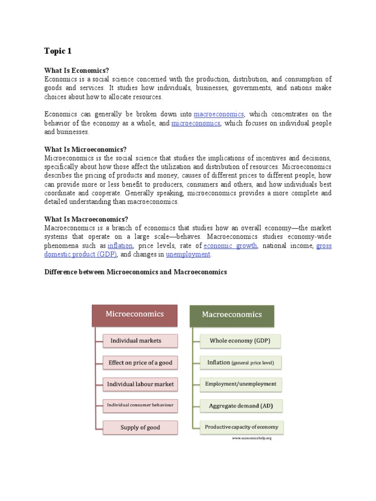 An Introduction to Key Microeconomic and Macroeconomic Concepts | PDF ...