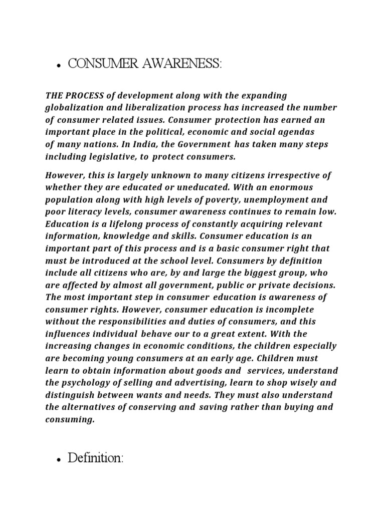 Consumer Awareness | PDF | Consumer Protection | Marketing