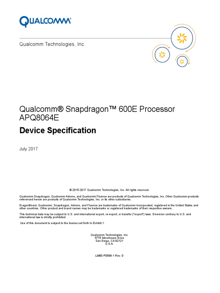 Qualcomm® Snapdragon™ 600E Processor PDF | PDF | Microprocessor | Electronics