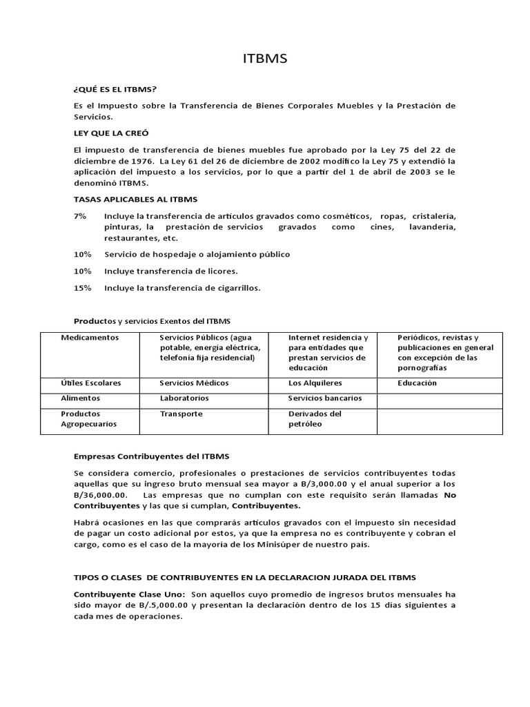 Guía Completa sobre el ITBMS en Panamá | PDF | Tarjeta de débito ...