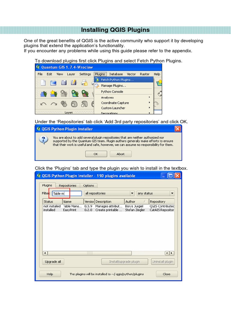Installing QGIS Plugins | PDF | Plug In (Computing) | Directory (Computing)