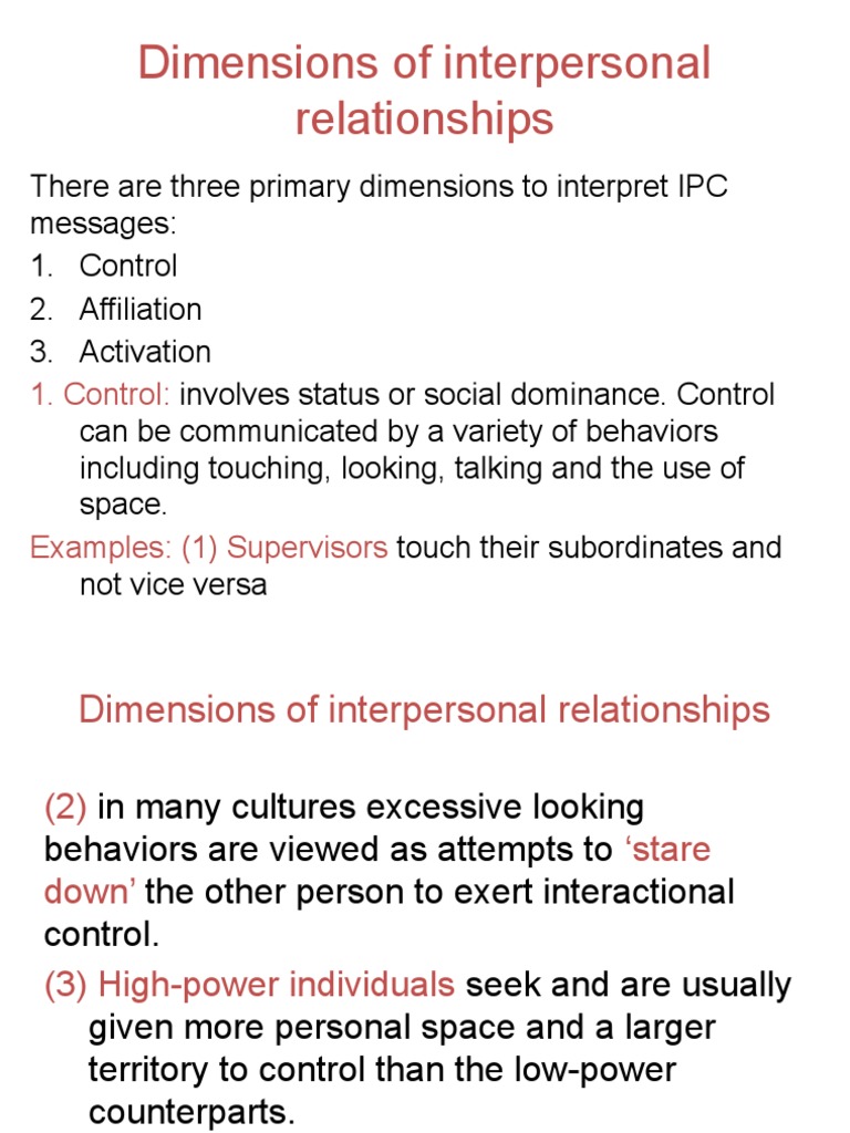 Dimensions of Interpersonal Relationships | PDF | Nonverbal ...