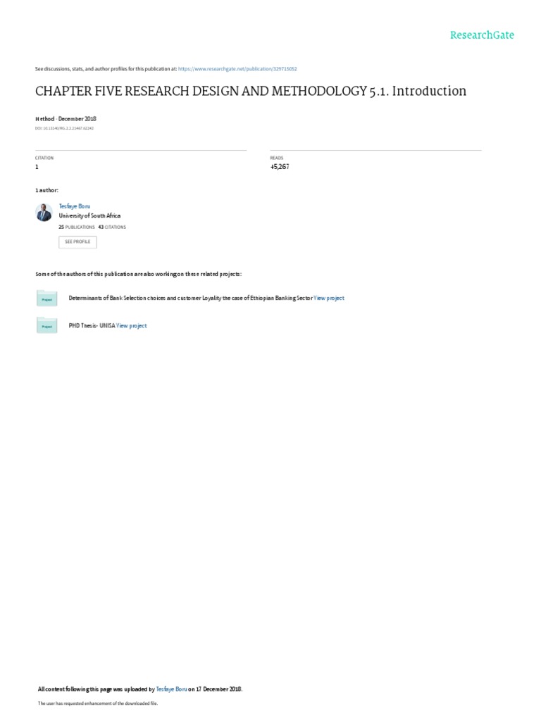 Chapter Five Research Design and Methodology 5.1. Introduction | PDF ...