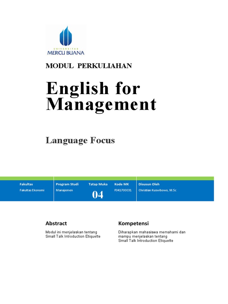 Modul 4 English For Management | PDF