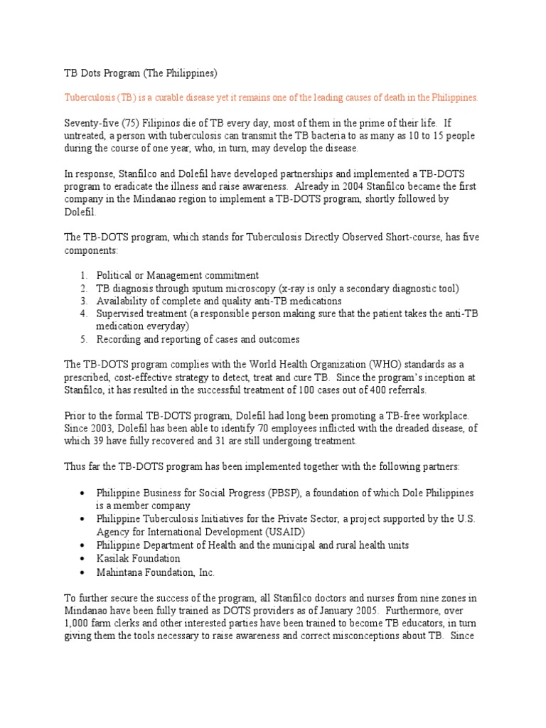 TB Dots Program 11 | PDF | Tuberculosis | Medicine