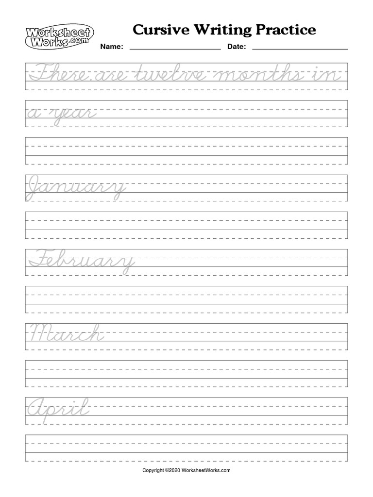 WorksheetWorks Cursive Writing Practice 3 PDF | PDF