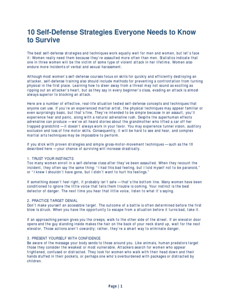 10 Self-Defense Strategies Everyone Needs To Know To Survive | PDF ...