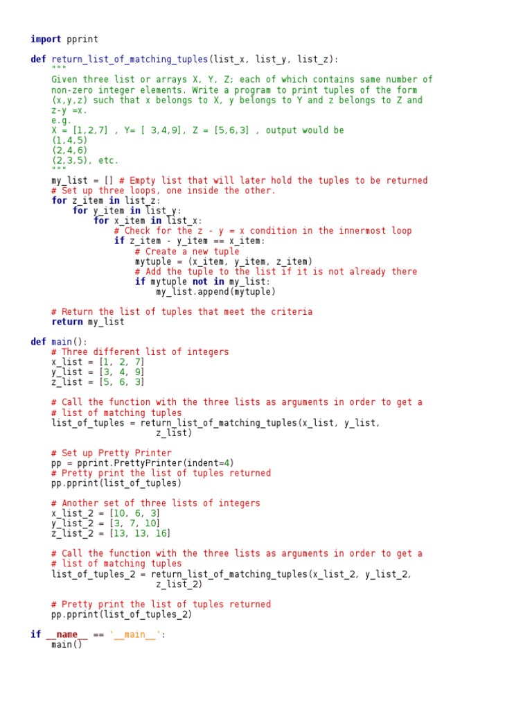 Return List of Tuples Per Criteria - Py | PDF