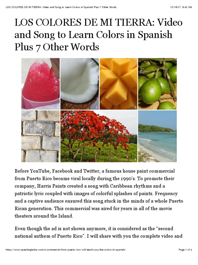 Background Information About Los Colores de Mi Tierra | PDF