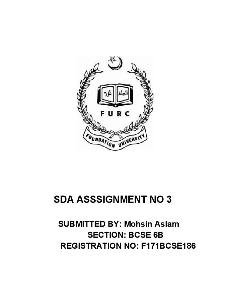 SDA - Assign3 Mohsin Aslam F171BCSE186 BCSE 6B | PDF | Abstraction | Class (Computer Programming)