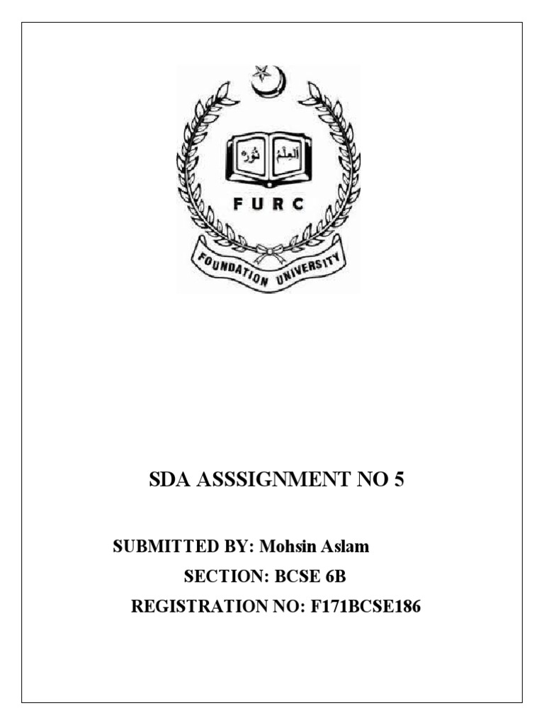 SDA - Assign5 Mohsin Aslam F171BCSE186 BCSE 6B | PDF | Client–Server Model | Client (Computing)