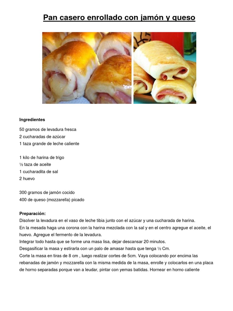 Pan Enrollado de Jamón y Queso | PDF