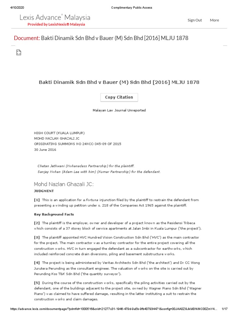 Bakti Dinamik SDN BHD V Bauer (M) SDN BHD (2016) MLJU 1878 PDF ...