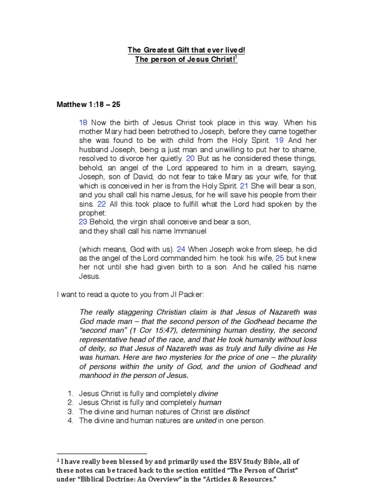 Jesus - Fully God & Fully Man | PDF | God The Father | Gospel Of Mark