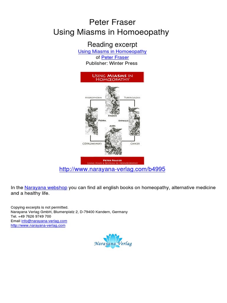 Miasms in Homeopathy Explained | PDF | Homeopathy | Medical Specialties