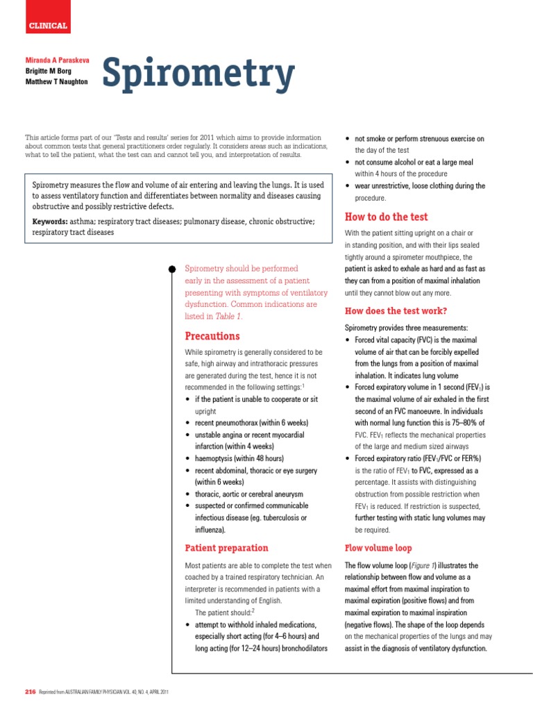 Spirometry: How To Do The Test | PDF | Lung | Physiology