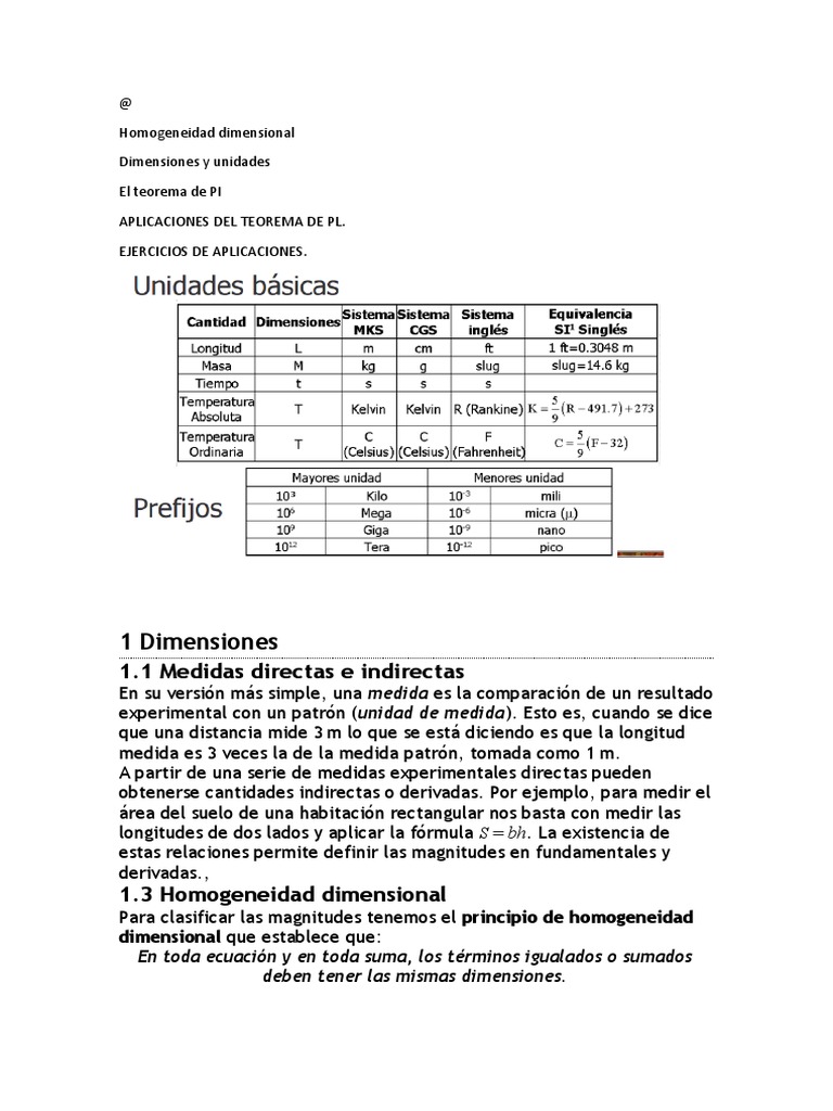 Ejercicios sobre Homogeneidad Dimensional | PDF | Sistema Internacional ...