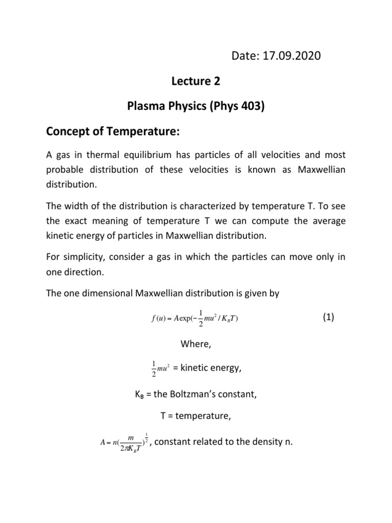 Lecture 2 Plasma Physics | PDF | Plasma (Physics) | Electron