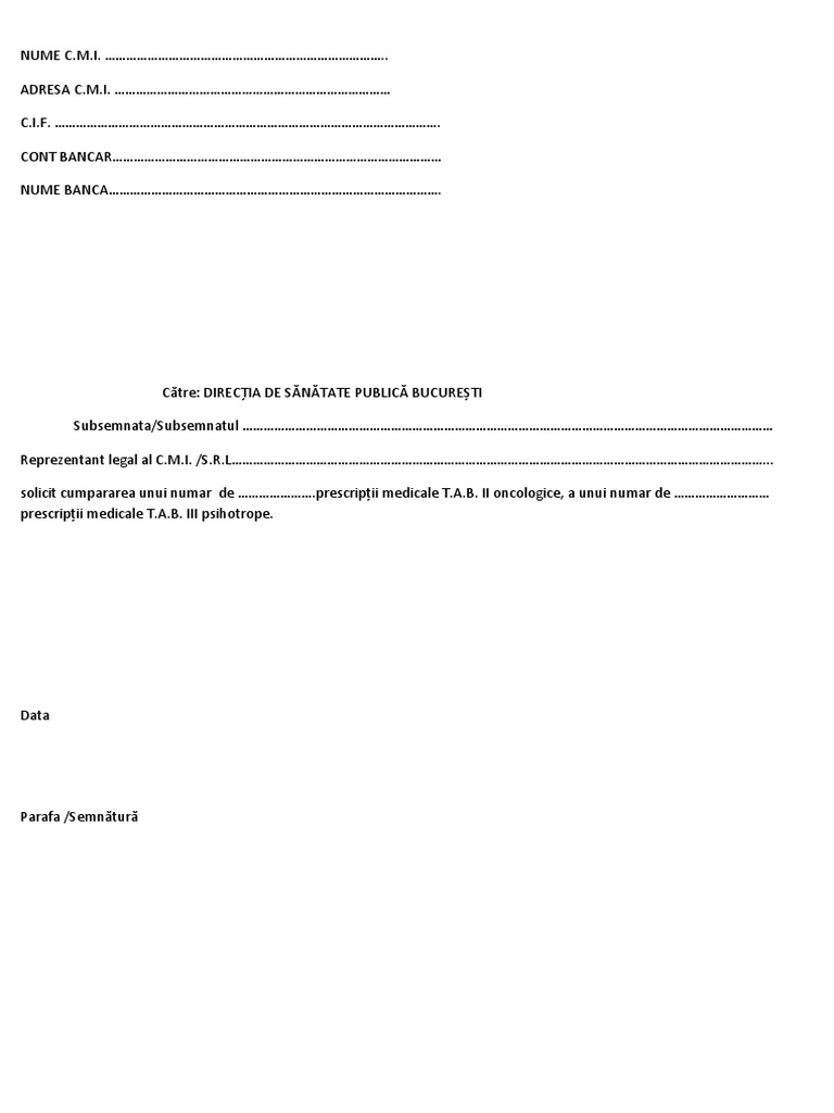 Cerere Prescriptii TAB II Si TAB III | PDF