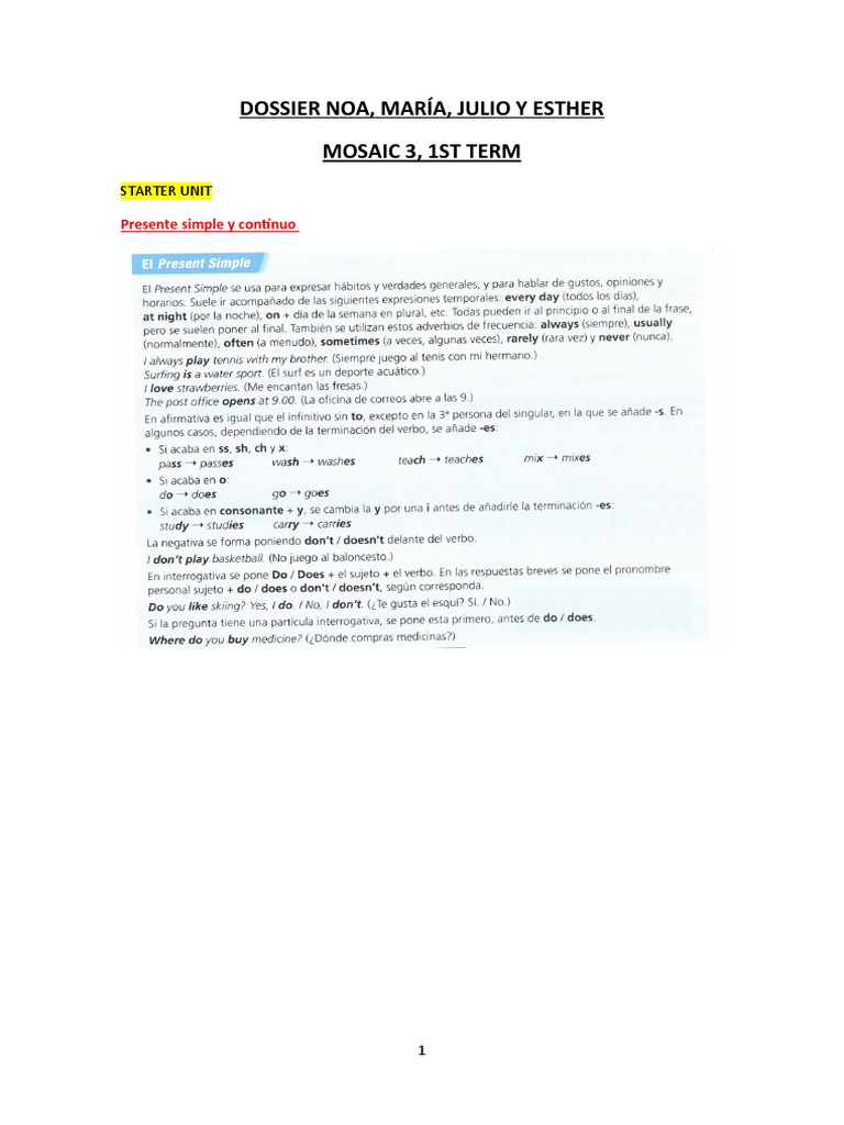 English Grammar Dossier: Units 1-2 | PDF | Language Arts & Discipline