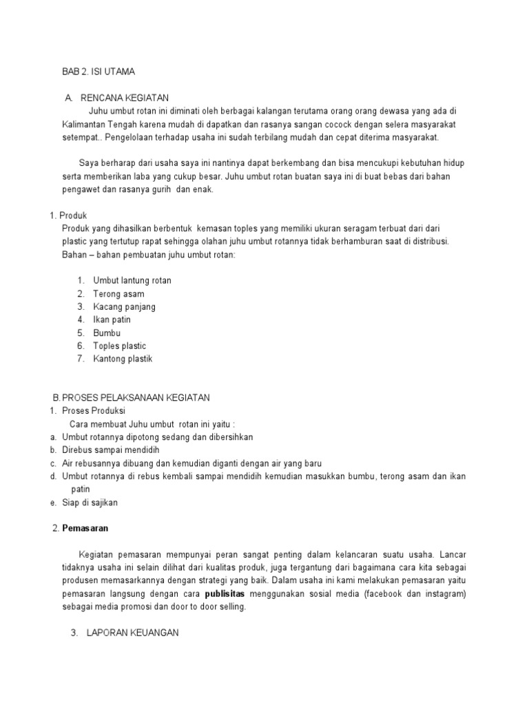 Laporan Juhu Umbut Rotan | PDF