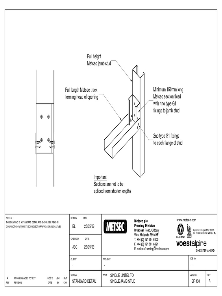 Metsec Framing Detail sf430 PDF | PDF