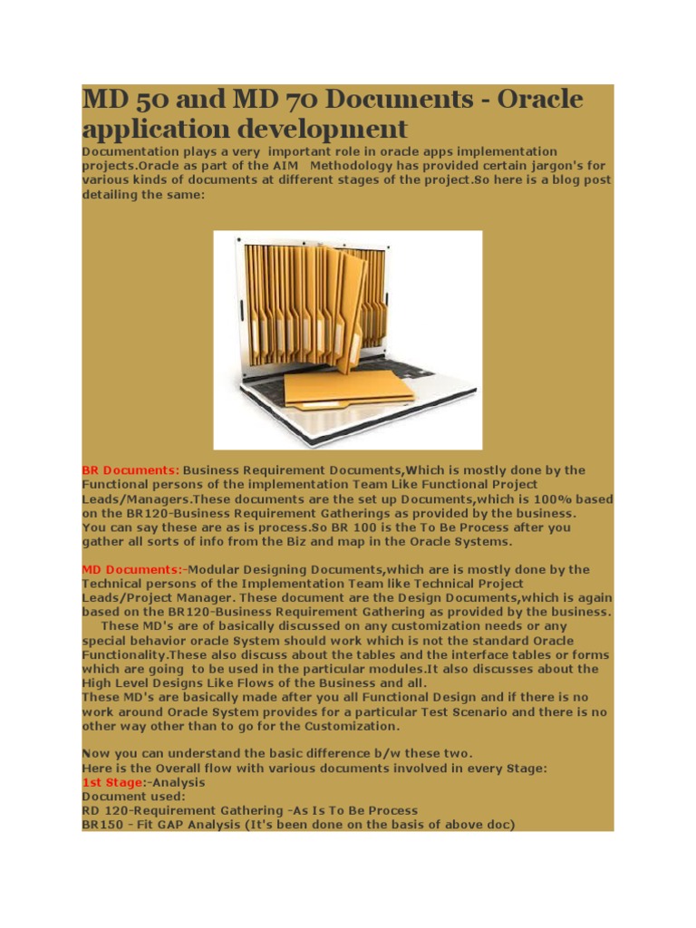 MD 50 and MD 70 Documents - Oracle Application Development | PDF