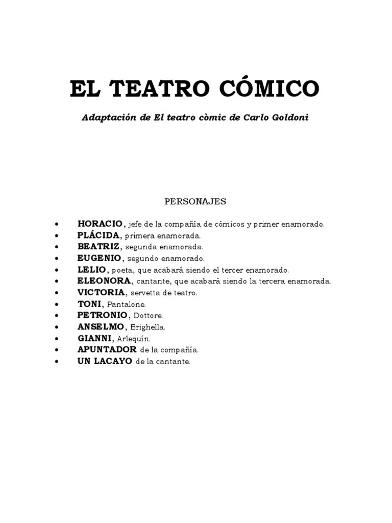 El Teatro Cómico de Goldoni | PDF | Comedia | Amor
