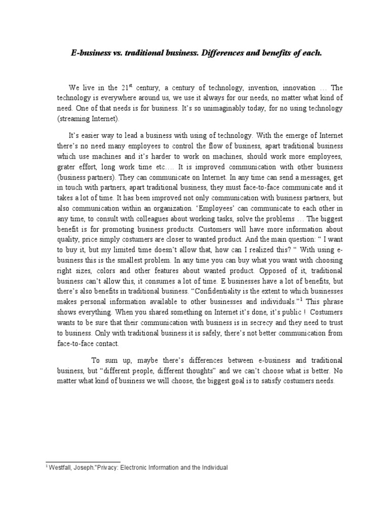 E Business Vs Traditional Business Differences And Benefits Of Each