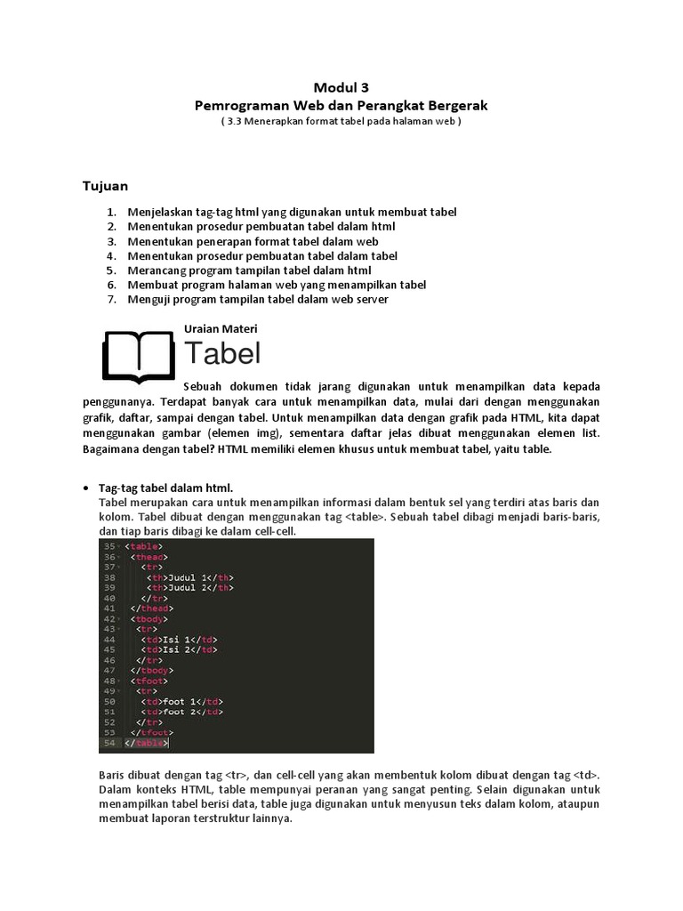 Modul 3 Menerapkan Format Tabel Pada Halaman Web | PDF