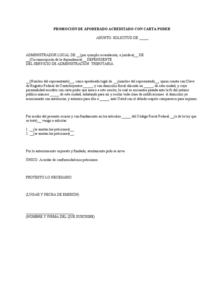 Promoción de Apoderado Acreditado Con Carta Poder | PDF