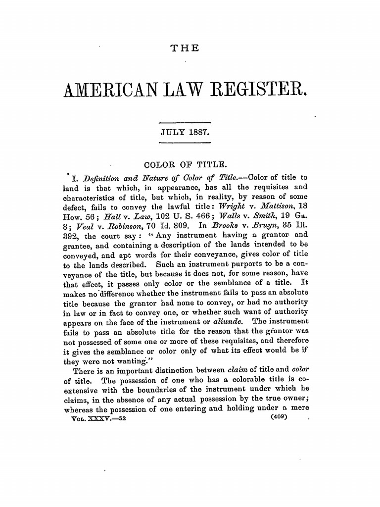 Color of Title | PDF | Deed | Mortgage Law