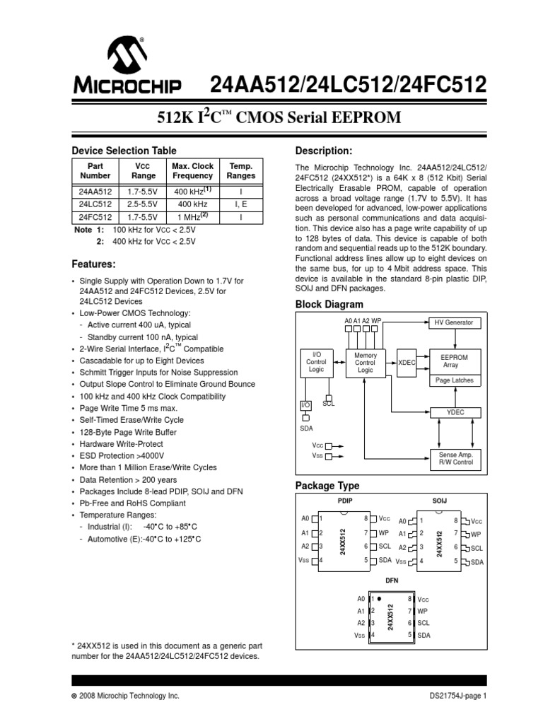 24aa512 Mic PDF | PDF | Bit | Pointer (Computer Programming)