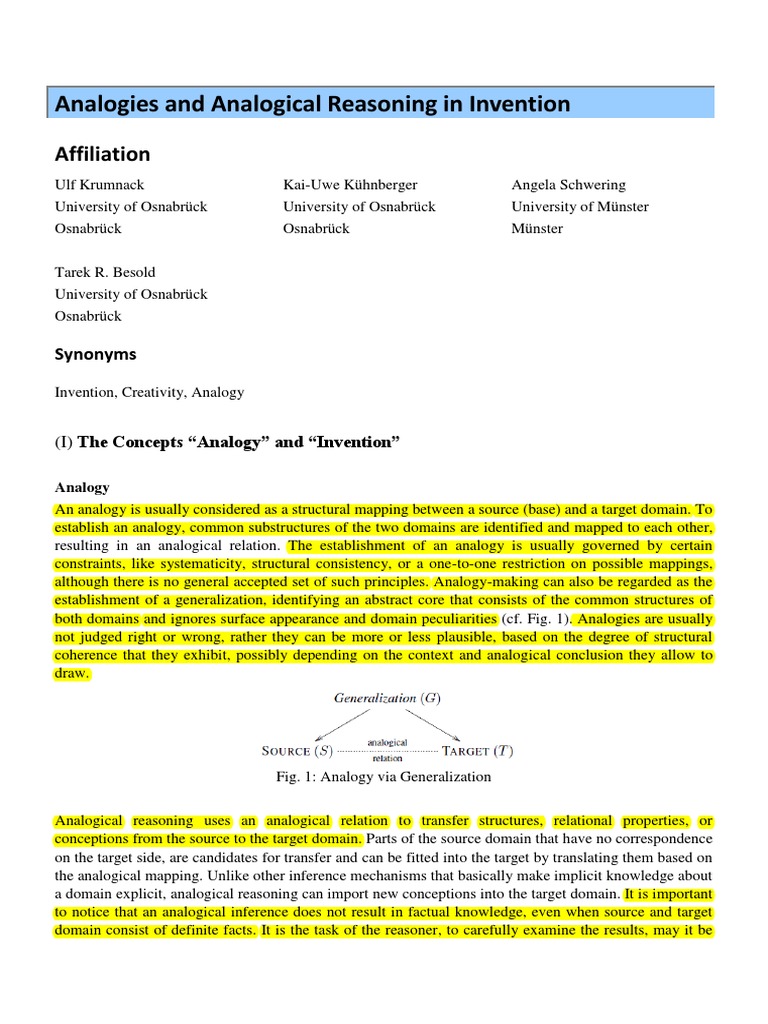 Analogical Reasoning in Invention Process | PDF | Analogy | Invention