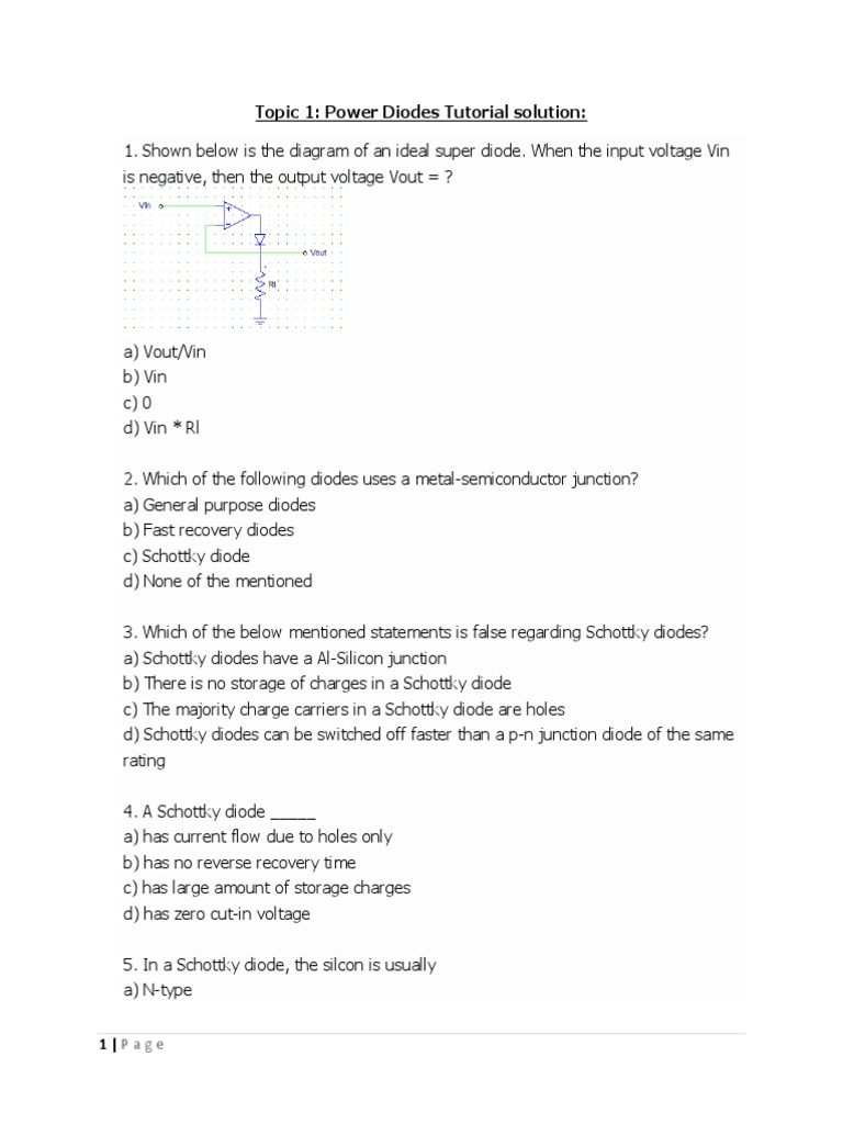 Tutorial 1 Power Diode Tutorial | PDF | Diode | P–N Junction